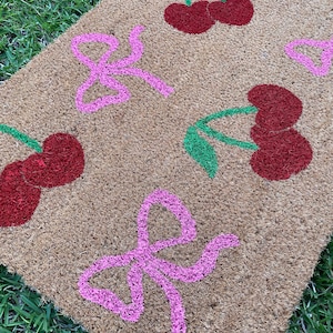 Cherry & Bow Doormat, Summer Doormat, Coquette Decor, Spring Porch ...