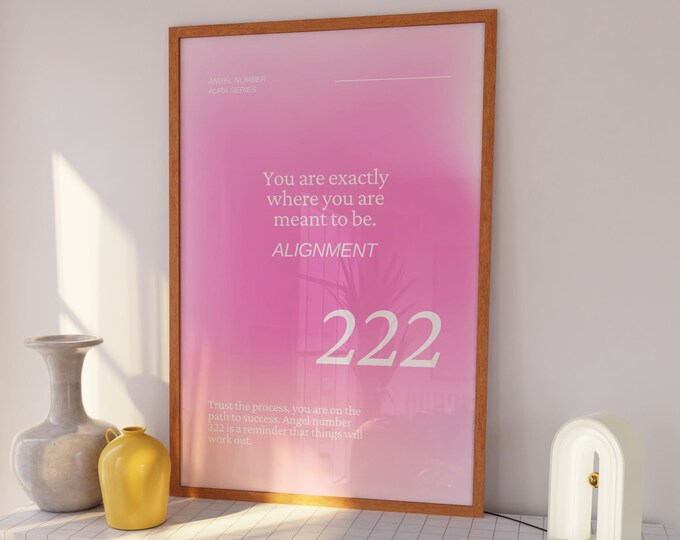 Angel Number 222 Pink Aura Poster, Spiritual Wall Art Y2K Aesthetic ...