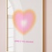Positive Affirmation Pink and Orange Heart Aura Poster, Grainy Gradient ...