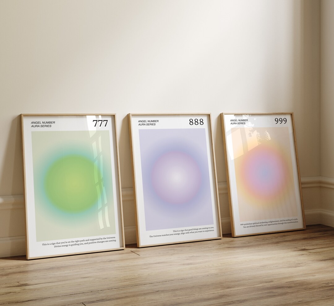 Angel Numbers Aura Poster Printable Set for 777 888 999, Aesthetic Room ...