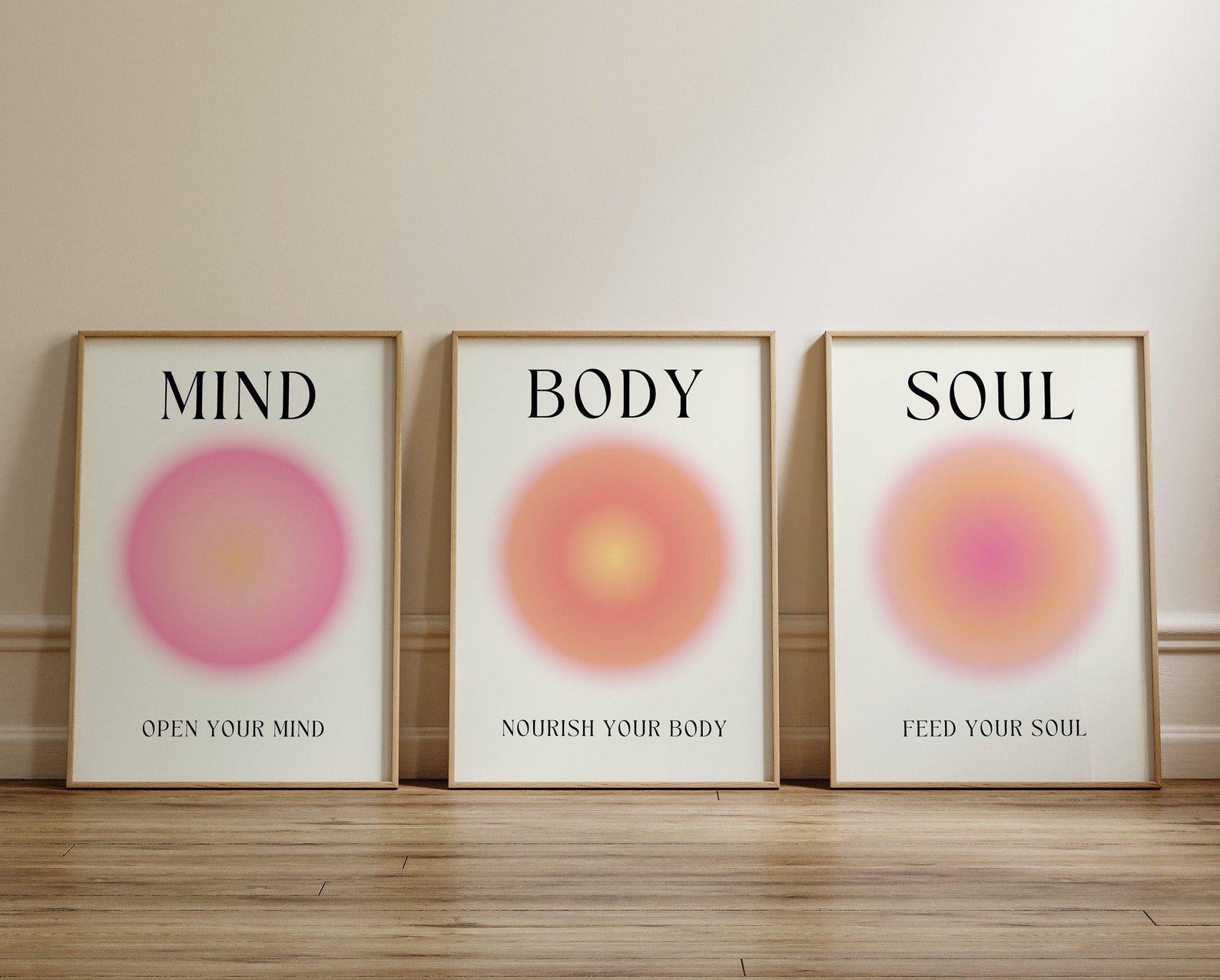 Mind Body Soul Aura Poster 3 Piece Wall Art Aura Energy - Etsy