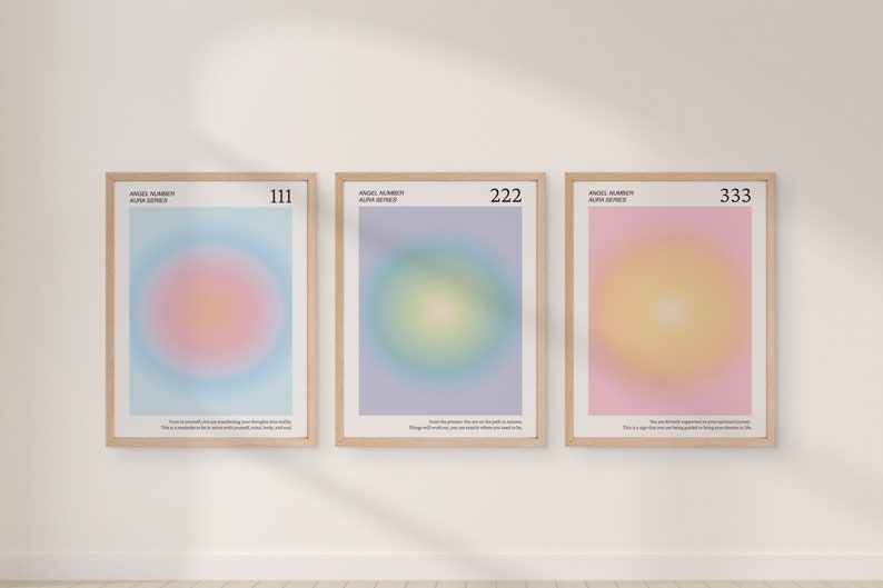 Angel Numbers Aura Poster Printable Set for 111 222 333 - Etsy