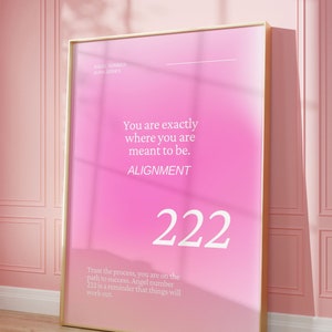 Angel Number 222 Pink Aura Poster, Spiritual Wall Art Y2K Aesthetic ...