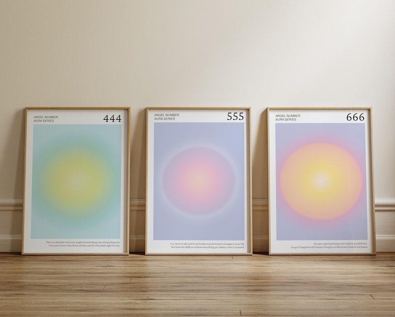 Angel Numbers Aura Poster Printable Set for 444 555 666 - Etsy