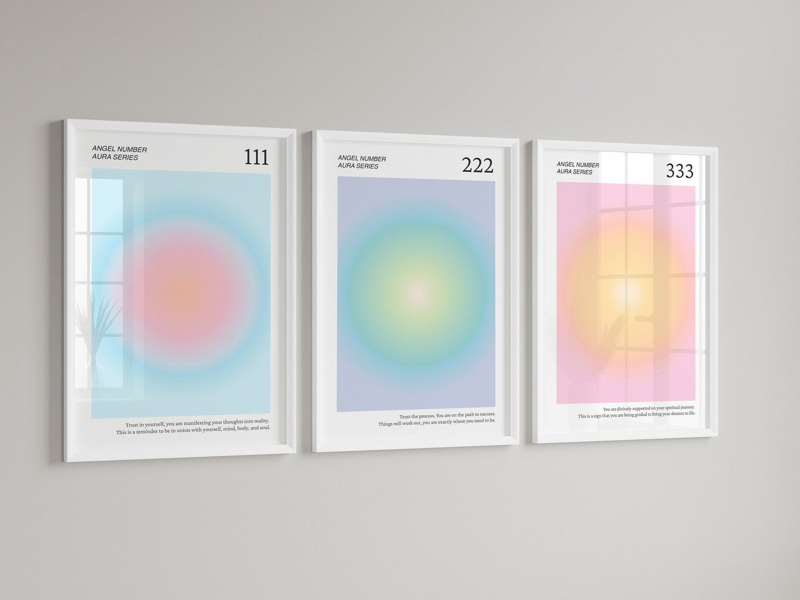 Angel Numbers Aura Poster Printable Set for 111 222 333 - Etsy UK
