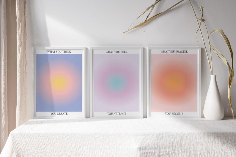 Aura Poster 3 Piece Wall Art Aura Energy Spiritual Gradient - Etsy