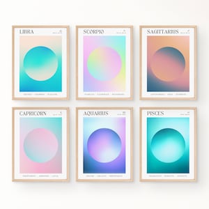 Zodiac Sign Wall Art Print Set of 12 Digital Printable Posters ...