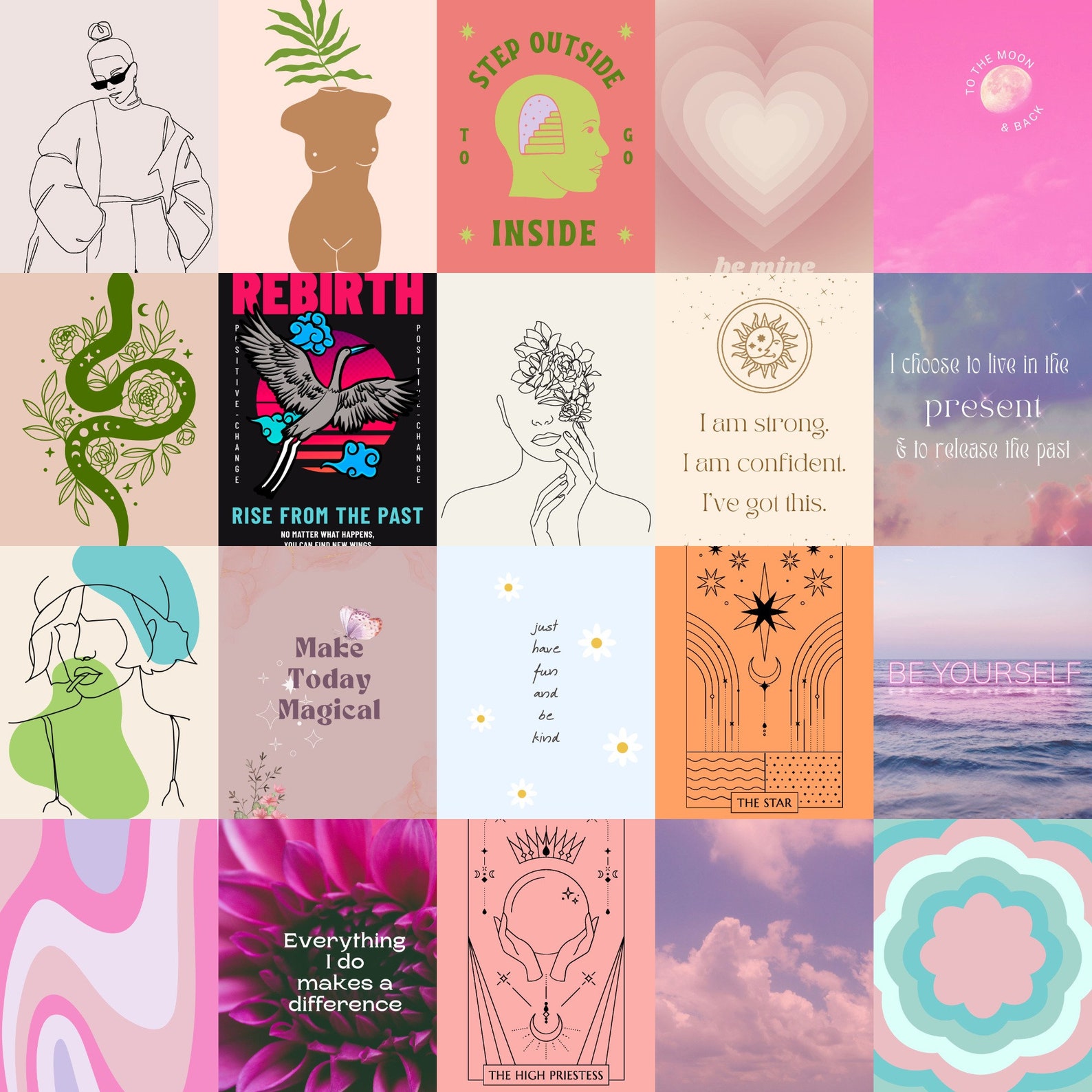 Vision Board Aesthetic Wall Collage Kit Digital Download | Etsy