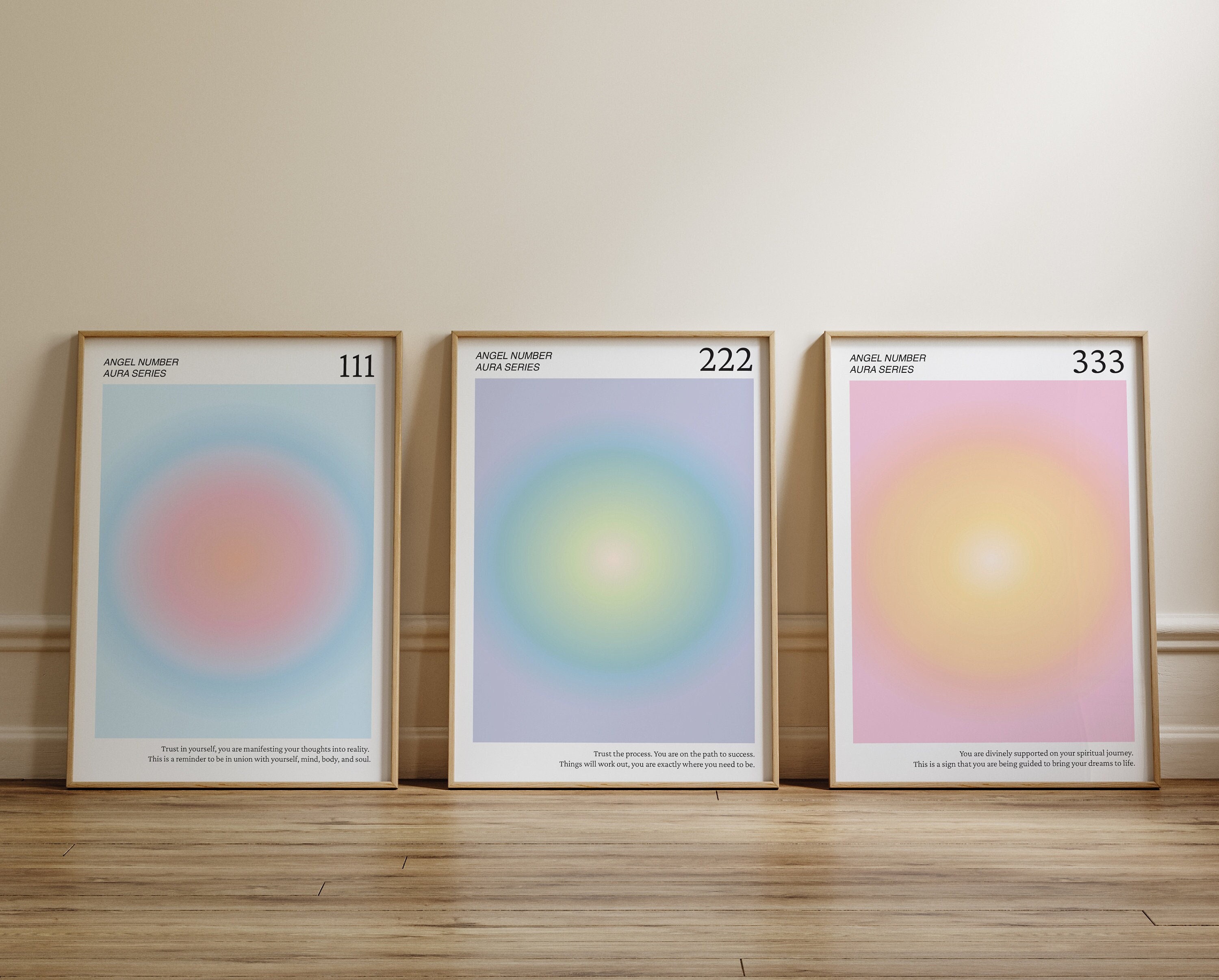Angel Numbers Aura Poster Printable Set for 111 222 333 - Etsy UK