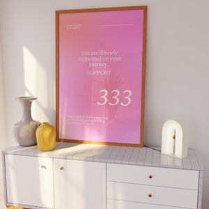 Angel Number 333 Pink Aura Poster, Spiritual Wall Art Y2K Aesthetic ...