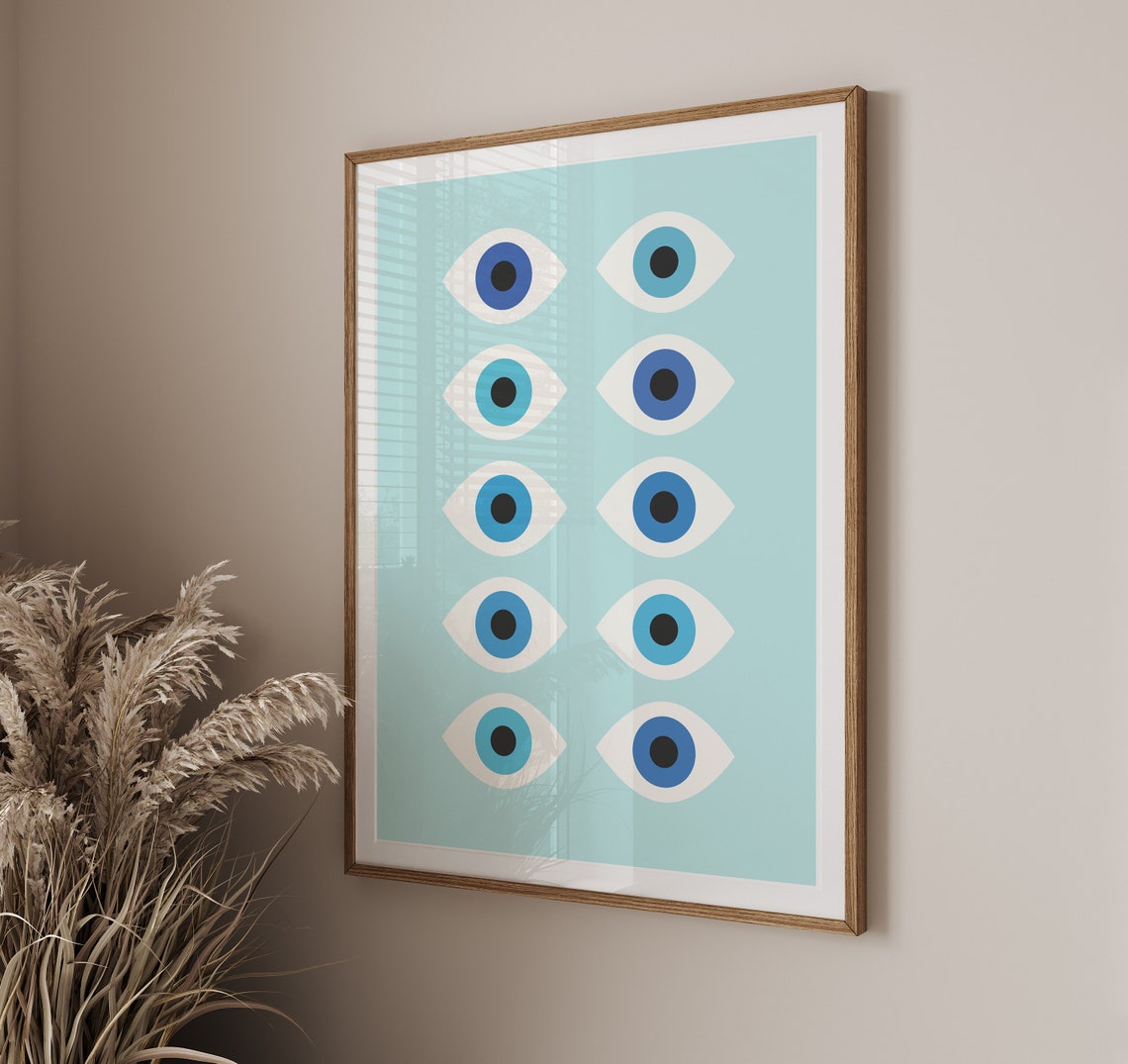 Abstract Retro Blue Bauhaus Poster Print Wall Art Set Trendy - Etsy