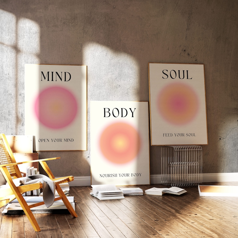 Mind Body Soul Aura Poster 3 Piece Wall Art Aura Energy - Etsy Australia