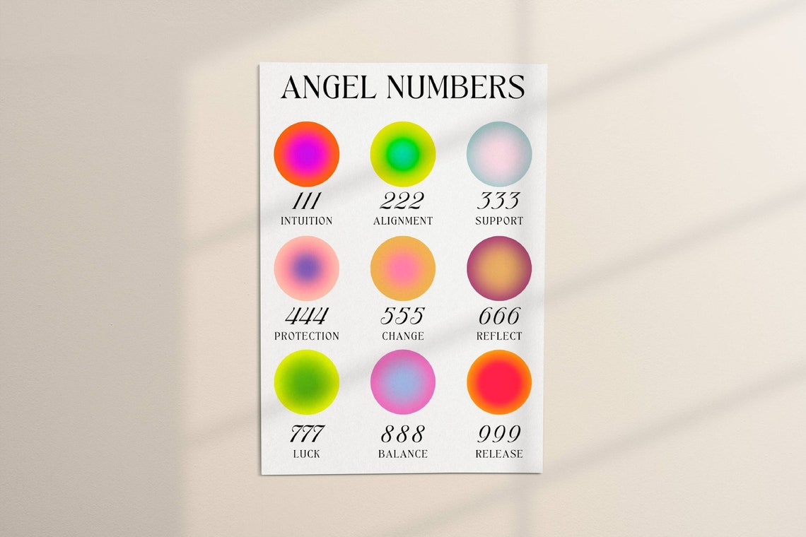 Angel Numbers Series Aura Print Spiritual Poster Trendy - Etsy