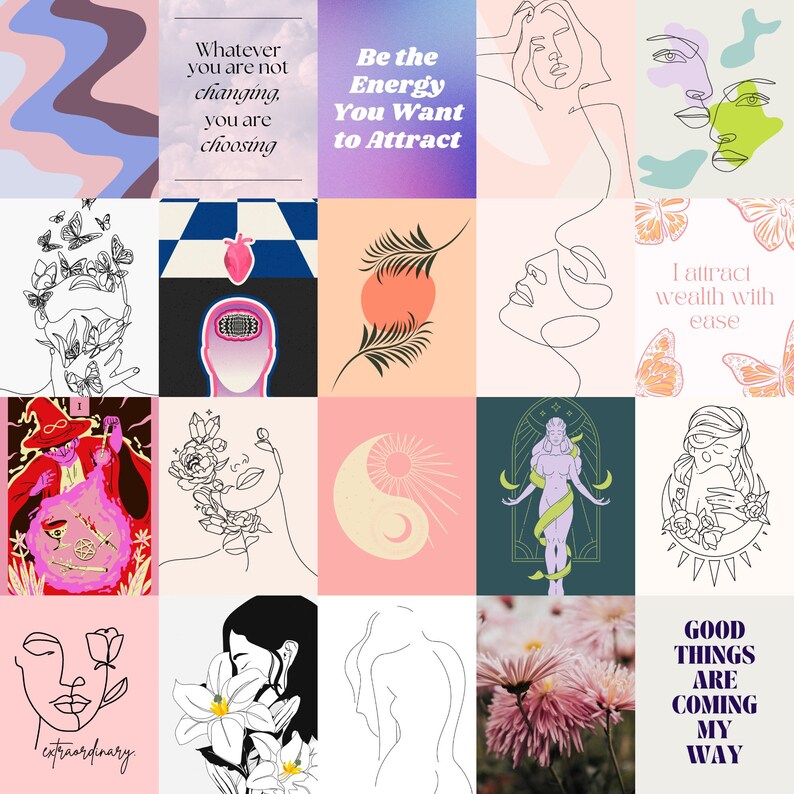 Vision Board Aesthetic Wall Collage Kit Digital Download | Etsy