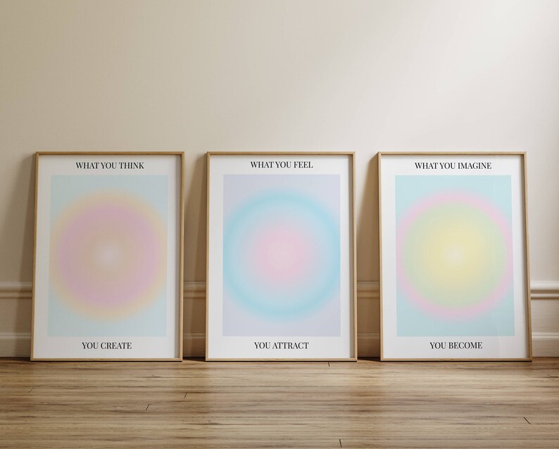 Pastel Aura Poster 3 Piece Printable Wall Art Aura Energy - Etsy
