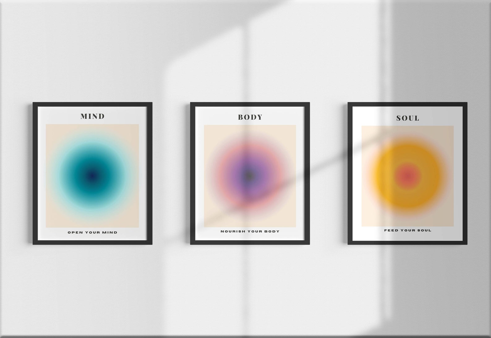 Mind Body Soul Aura Poster Set of 3 Prints Aura Energy - Etsy