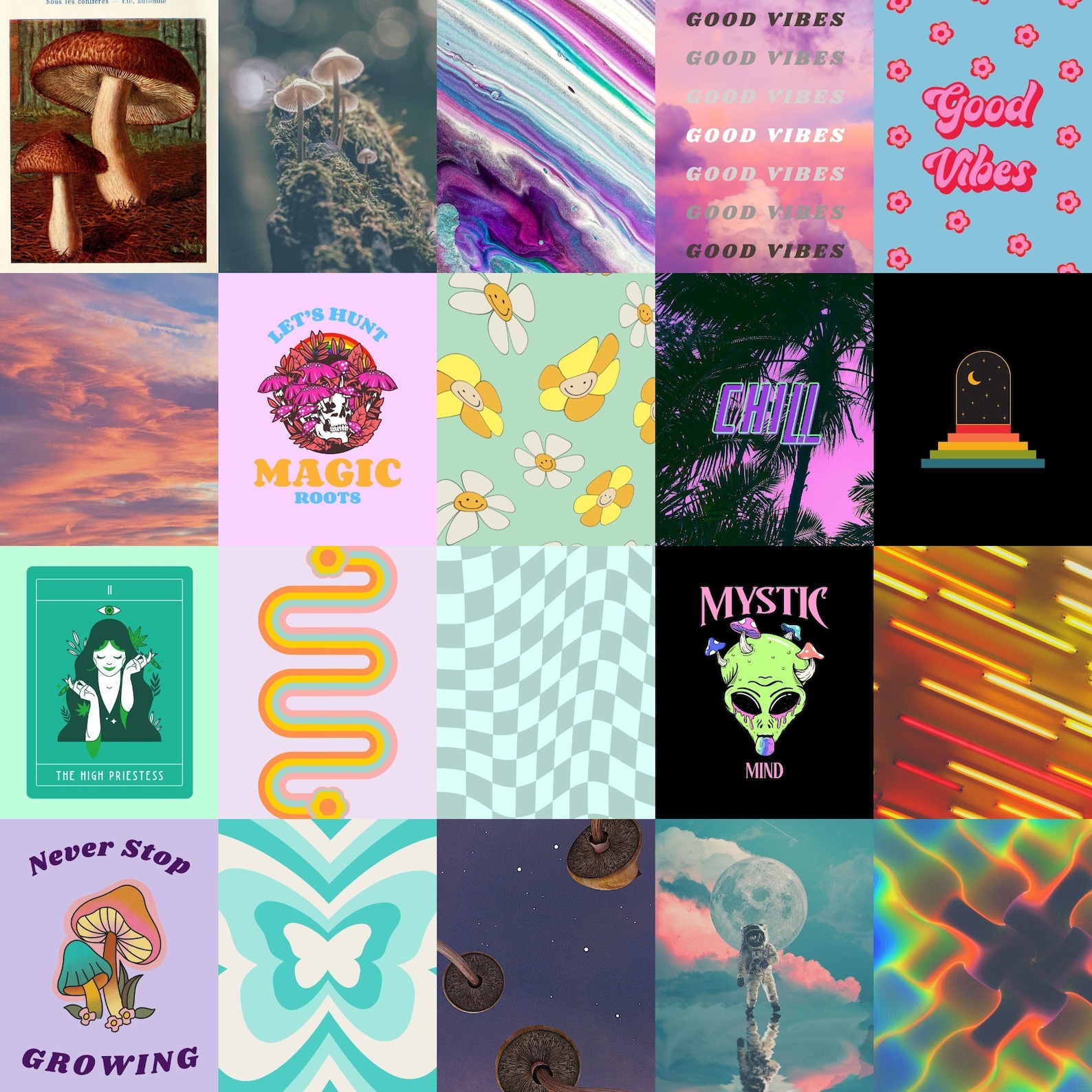 Indie Aesthetic Wall Collage Kit Digital Download Indie Room - Etsy