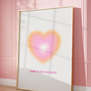 Positive Affirmation Pink and Orange Heart Aura Poster, Grainy Gradient ...