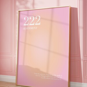 Angel Number 222 Pink Aura Poster, Spiritual Wall Art Y2K Aesthetic ...