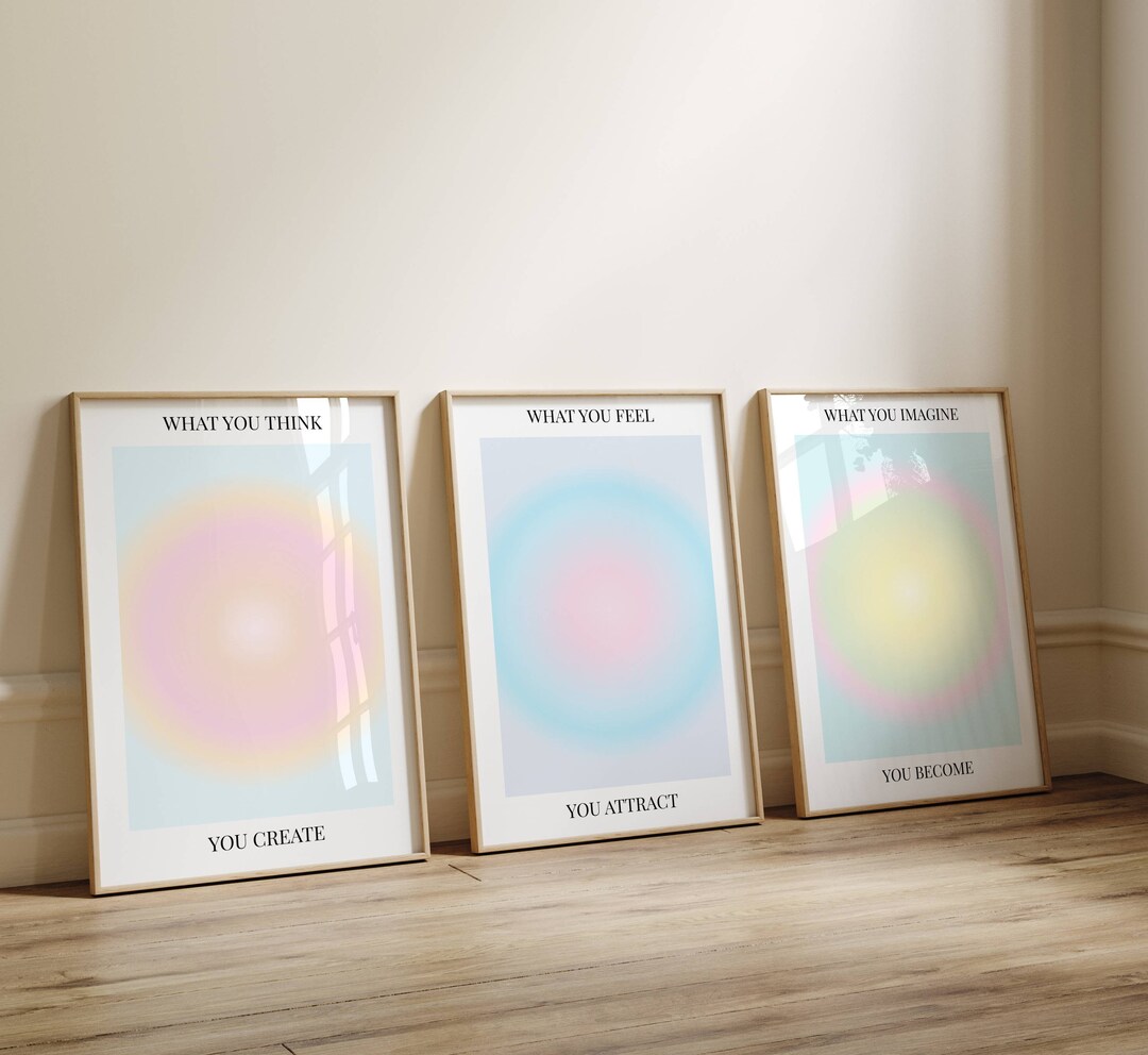 Pastel Aura Poster 3 Piece Printable Wall Art, Aura Energy Spiritual ...