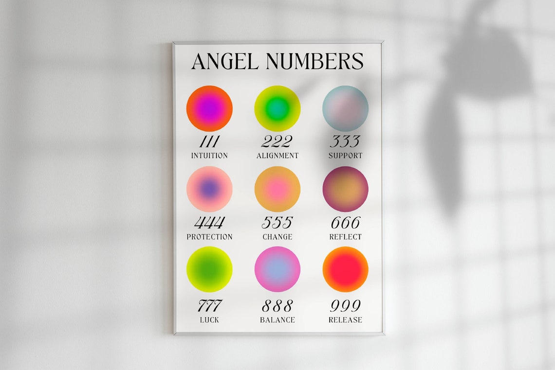 Angel Numbers Series Aura Print Spiritual Poster Trendy - Etsy
