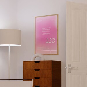 Angel Number 222 Pink Aura Poster, Spiritual Wall Art Y2K Aesthetic ...