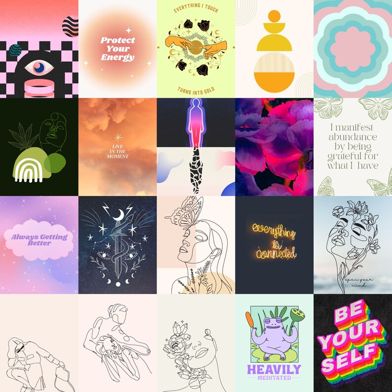 Vision Board Aesthetic Wall Collage Kit Digital Download | Etsy