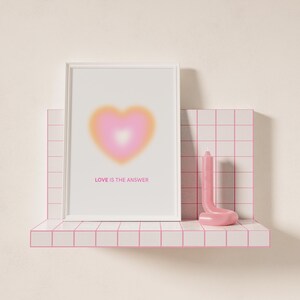 Positive Affirmation Pink and Orange Heart Aura Poster, Grainy Gradient ...