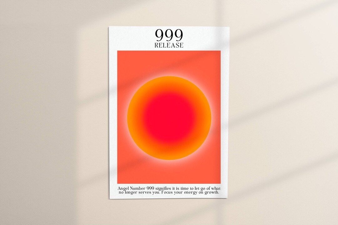 999 Angel Number Poster Indie Room Decor Aura Poster Spiritual Wall Art ...
