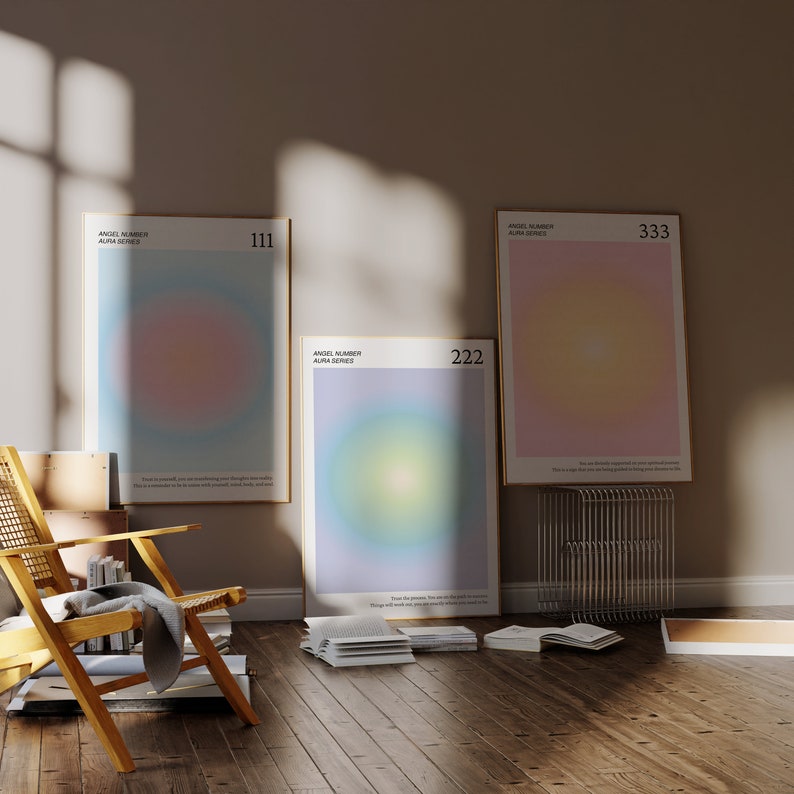 Angel Numbers Aura Poster Printable Set for 111 222 333 - Etsy