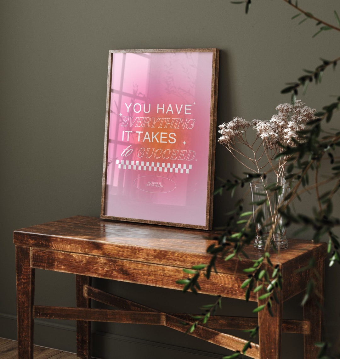 Pink Positive Affirmation Aura Poster, Digital Download Printable Wall ...