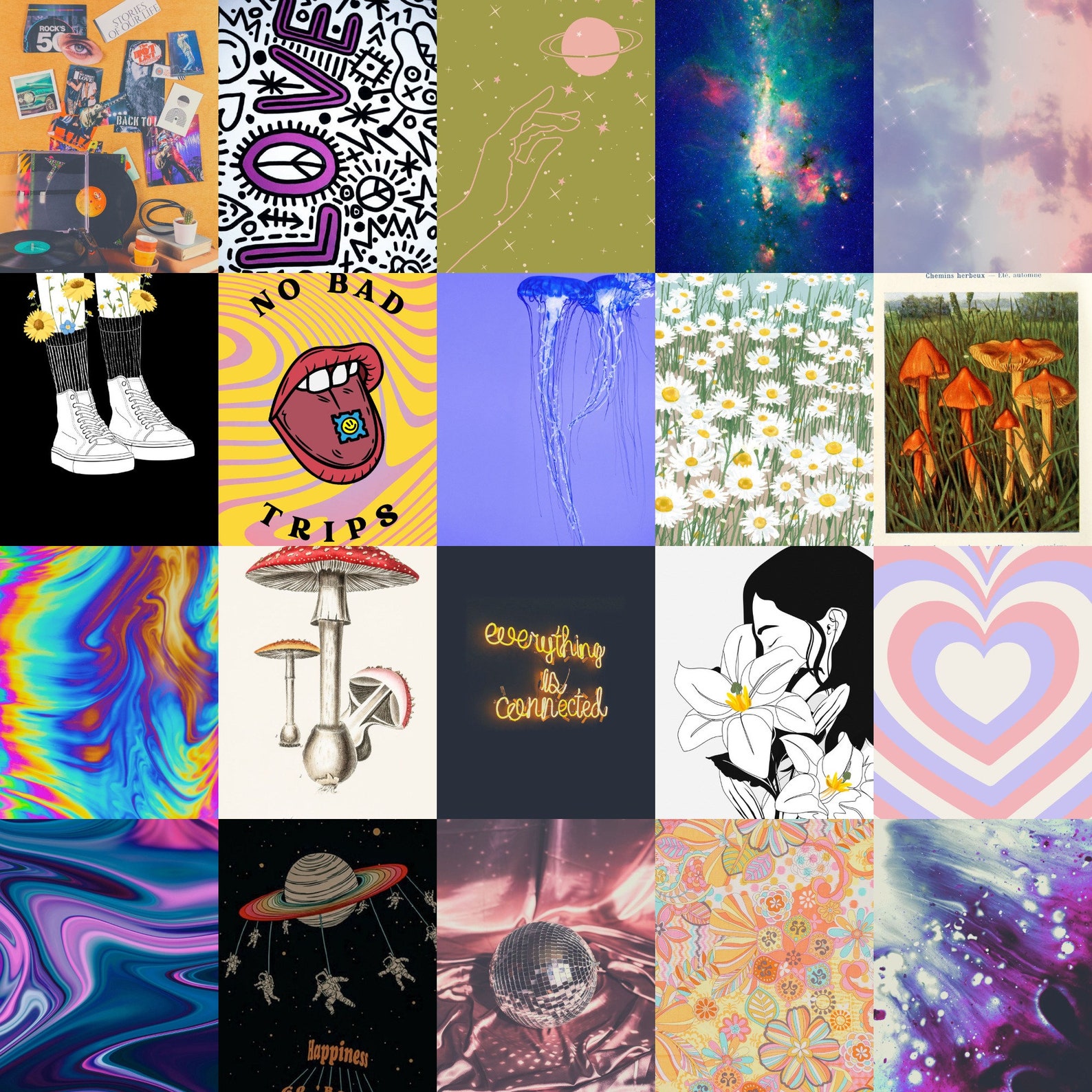 Indie Aesthetic Wall Collage Kit Digital Download Indie Room - Etsy