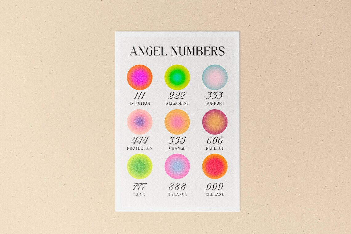 Angel Numbers Series Aura Print Spiritual Poster Trendy - Etsy