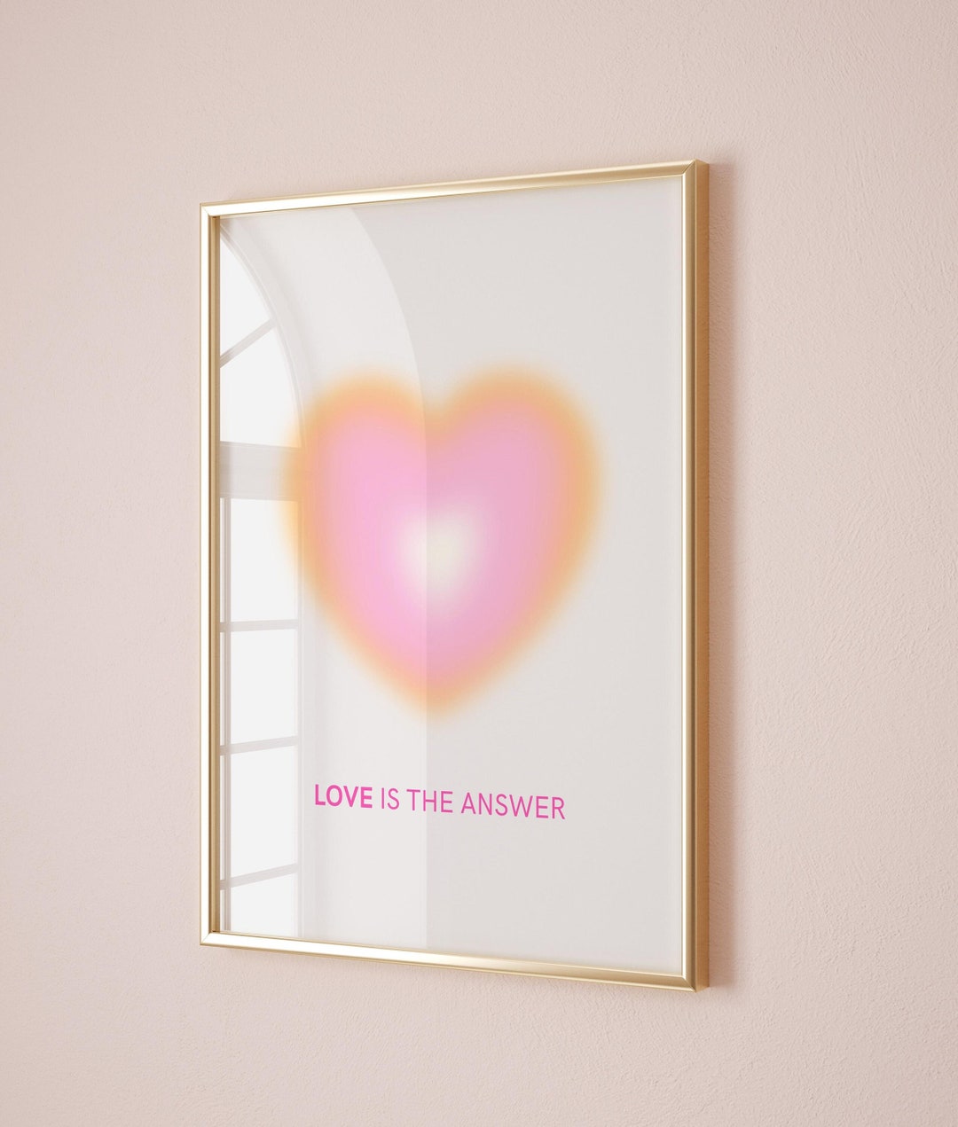 Positive Affirmation Pink and Orange Heart Aura Poster, Grainy Gradient ...
