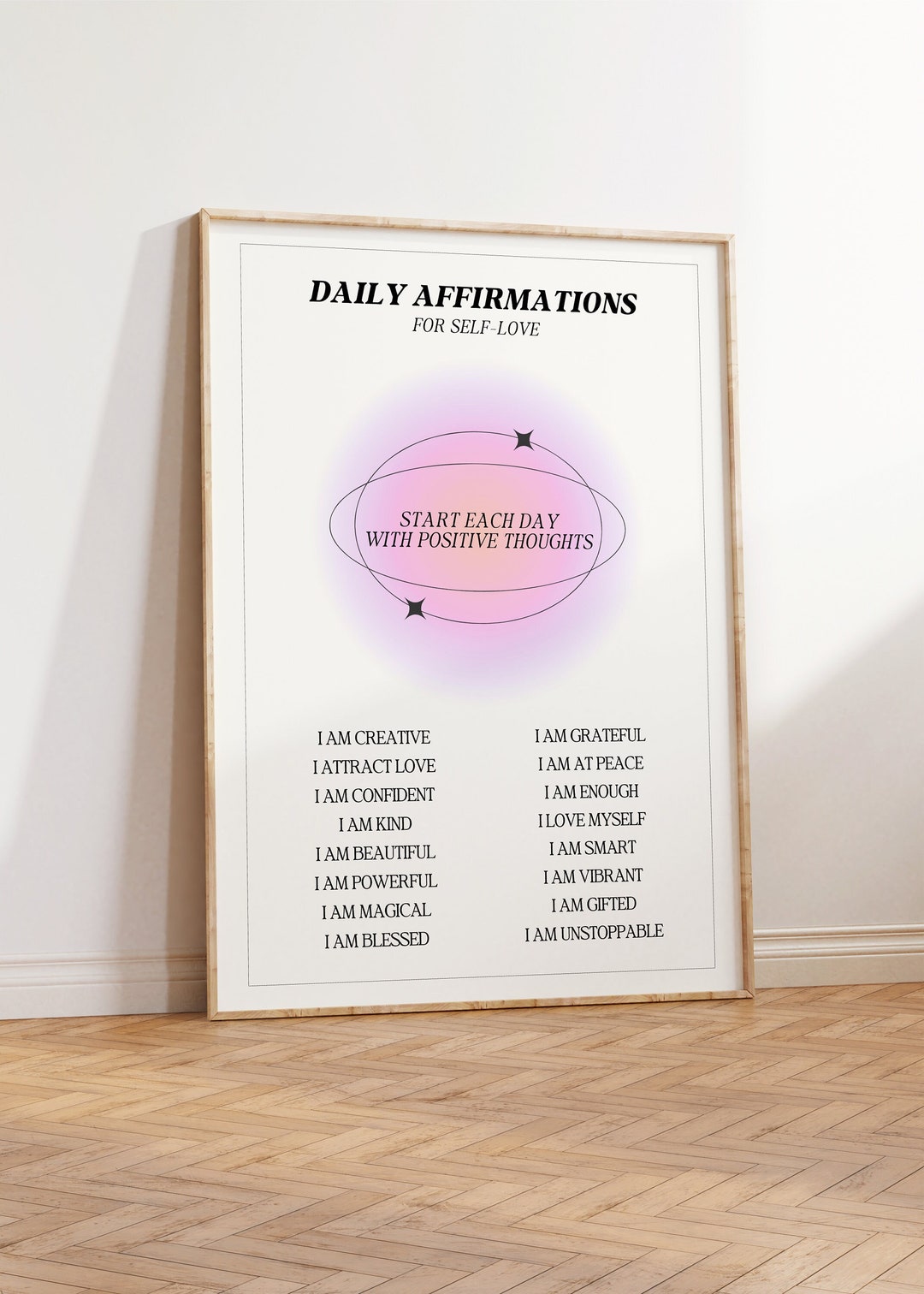Daily Affirmations Aura Poster, Affirmation Wall Art for Bedroom ...