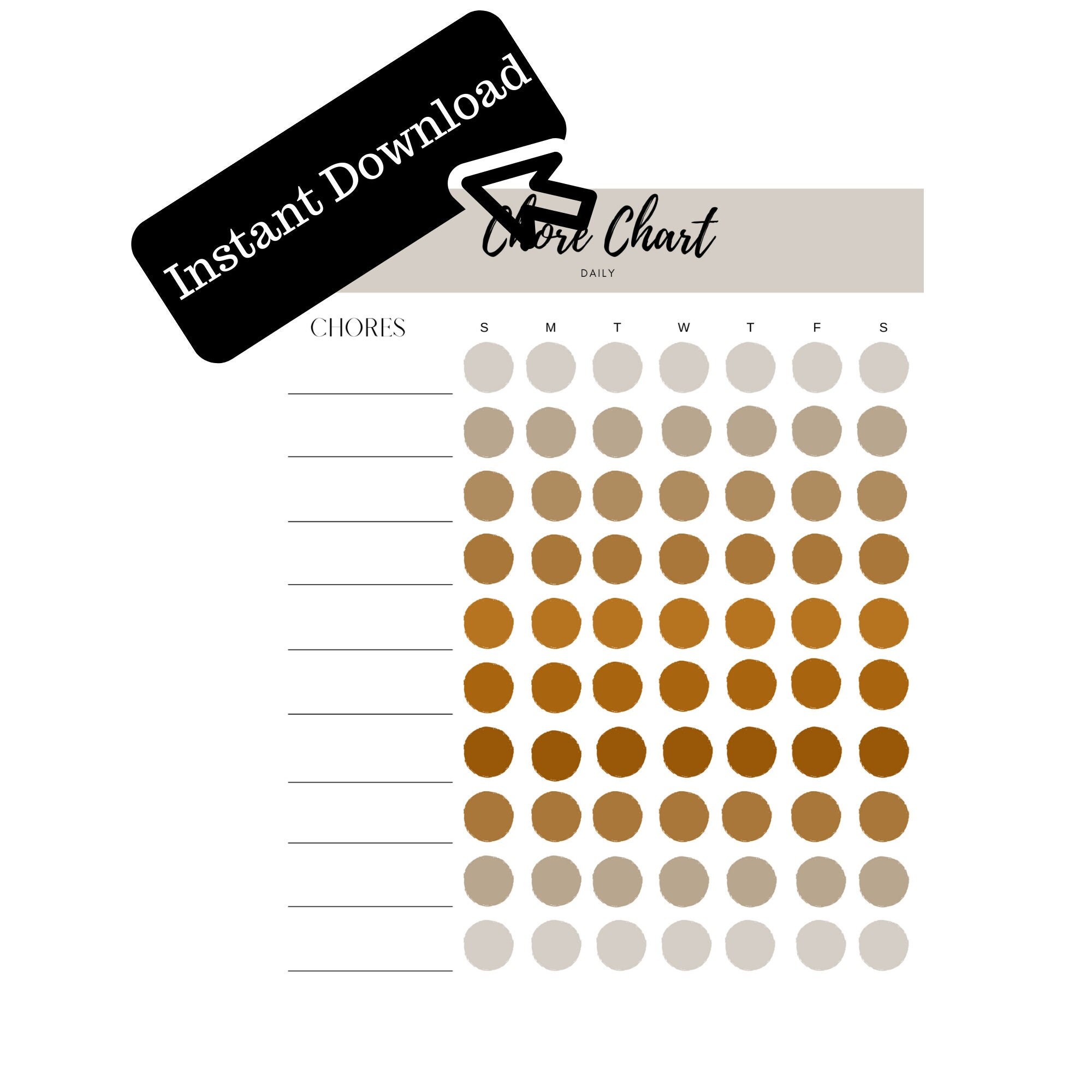 Printable Chore Chart, Neutral Chore Chart, Checkbox Chore Chart ...