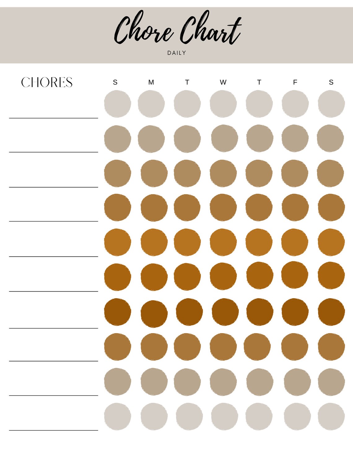 Printable Chore Chart, Neutral Chore Chart, Checkbox Chore Chart ...