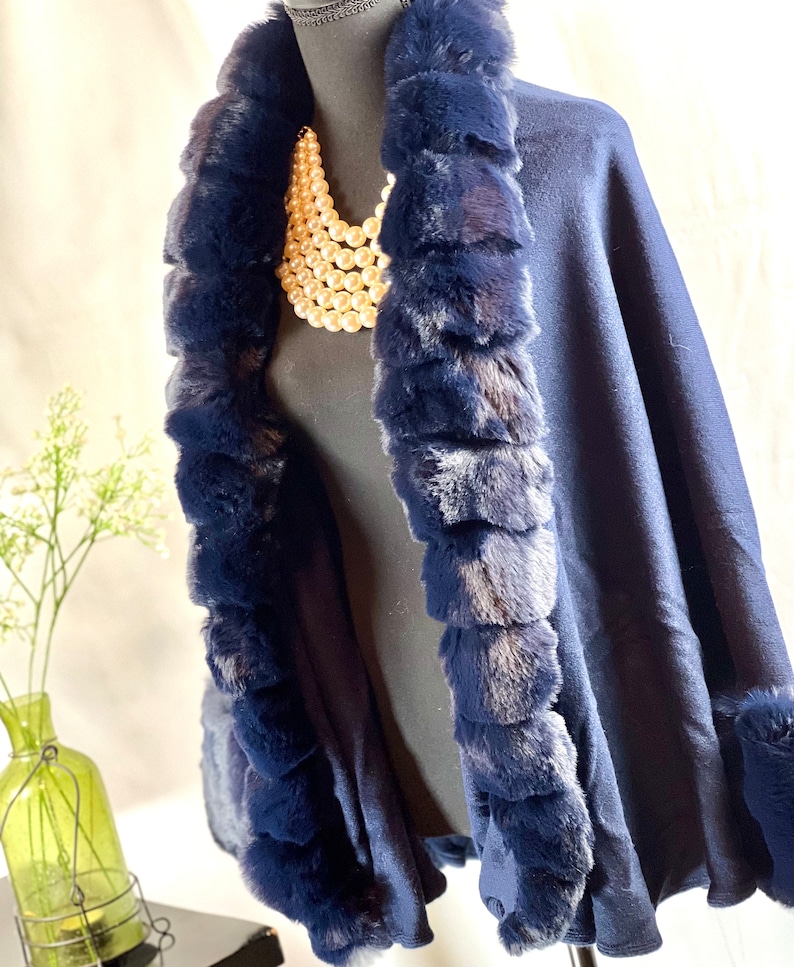 Fur Navy Blue Cape Wedding Bridal Cape Party Shawl - Etsy