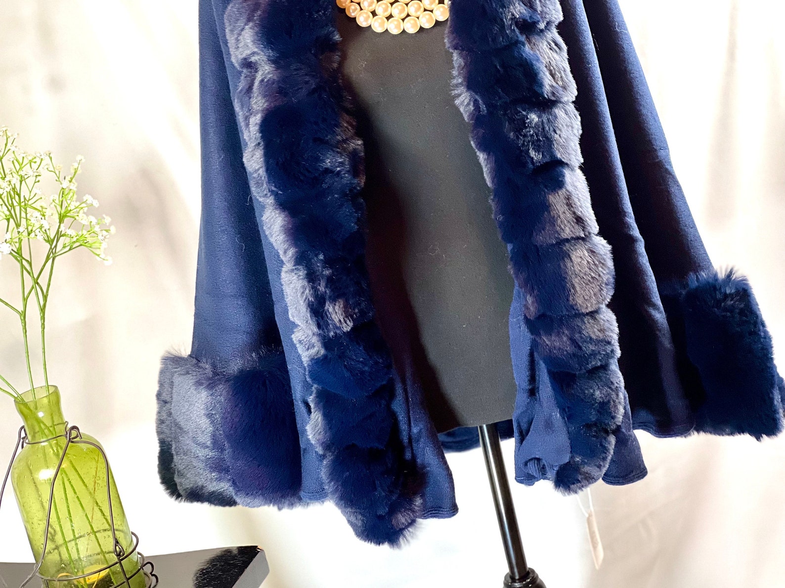 Fur Navy Blue Cape Wedding Bridal Cape Party Shawl - Etsy