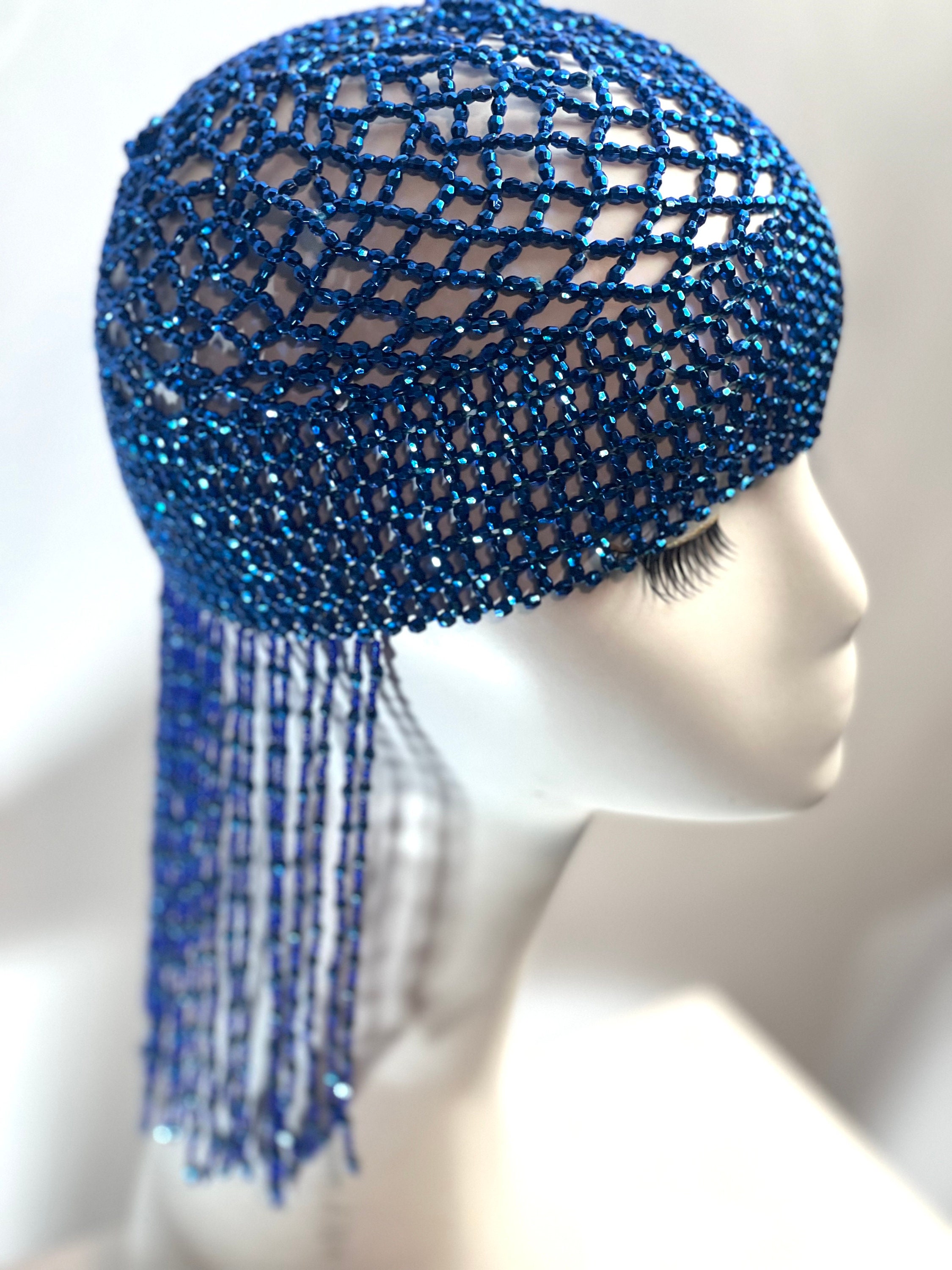 Head Cap Beaded Exotic Cleopatra Head Piece Cap Egyptian Tassel Chain ...