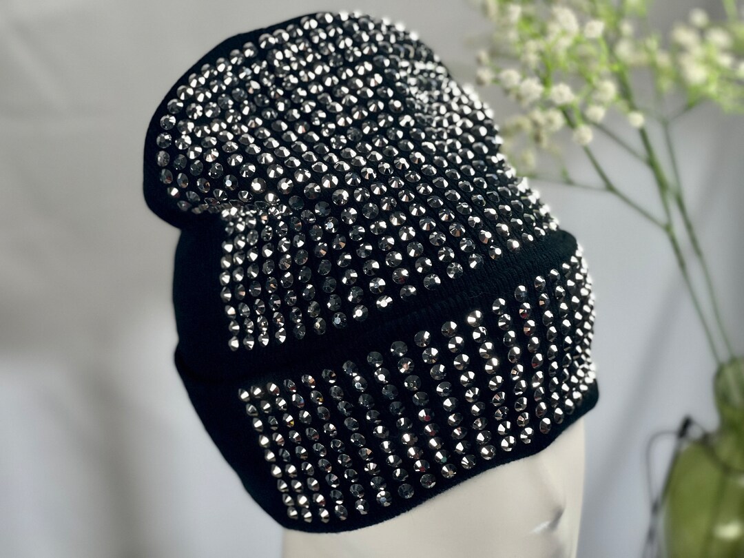 Bling Black Winter Hat Beanie Hat Slouchy Style Beanie. Bling ...