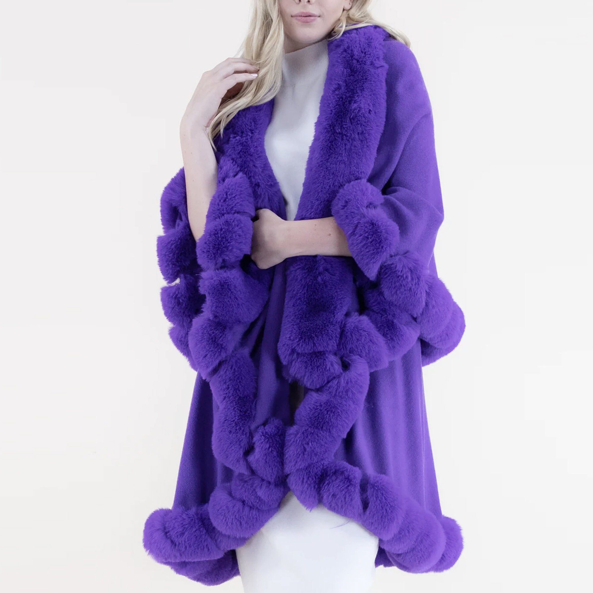 Fur PURPLE Double Layer Cape Wedding Bridal Cape Party Shawl - Etsy
