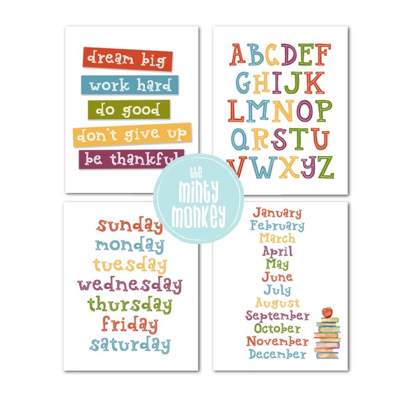 Classroom Printable Set ABC Poster for Classroom Educational | Etsy