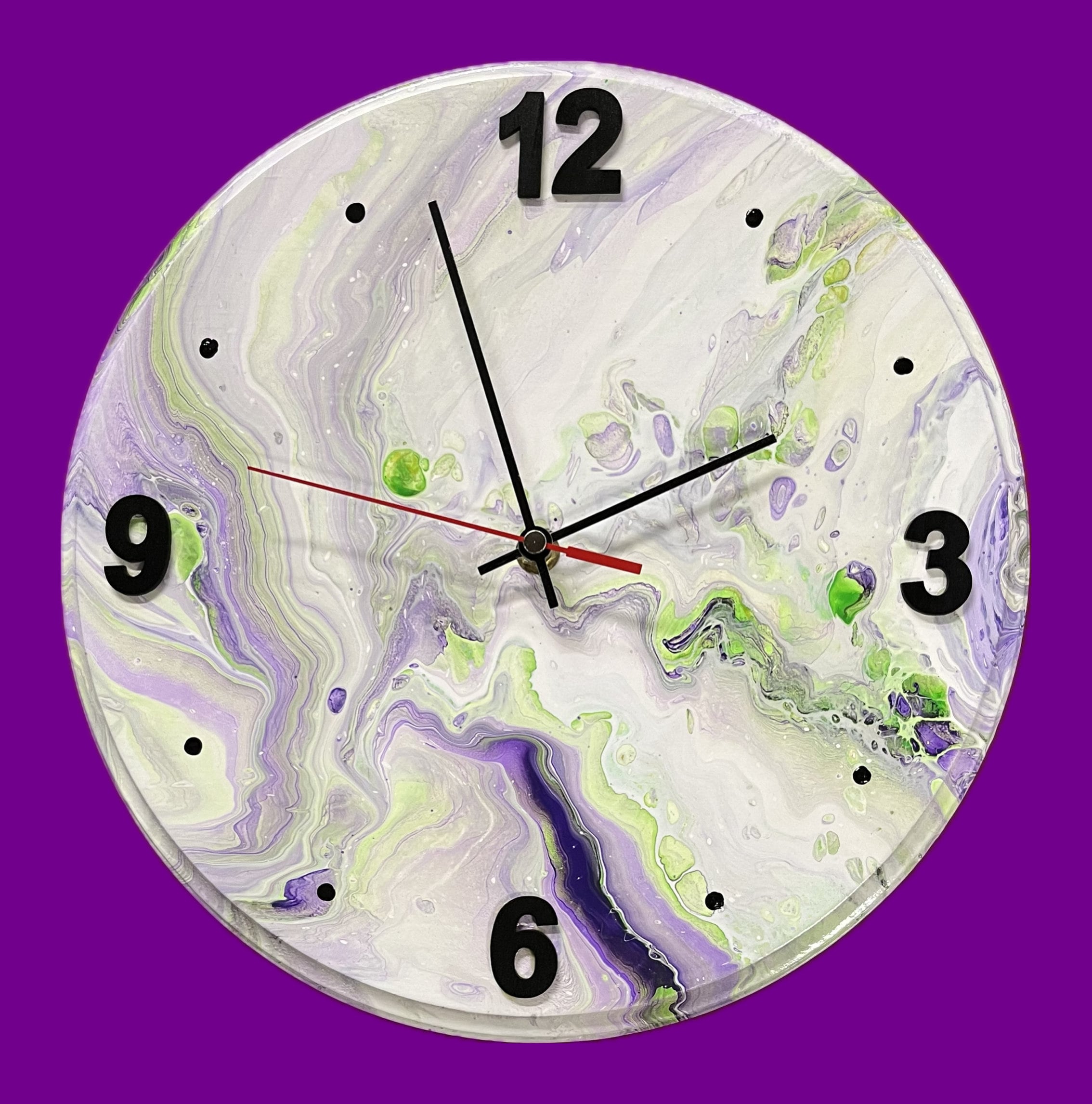 Unique Wall Clocks,acrylic Pour Clocks,wooden Base Clocks,round Clocks ...