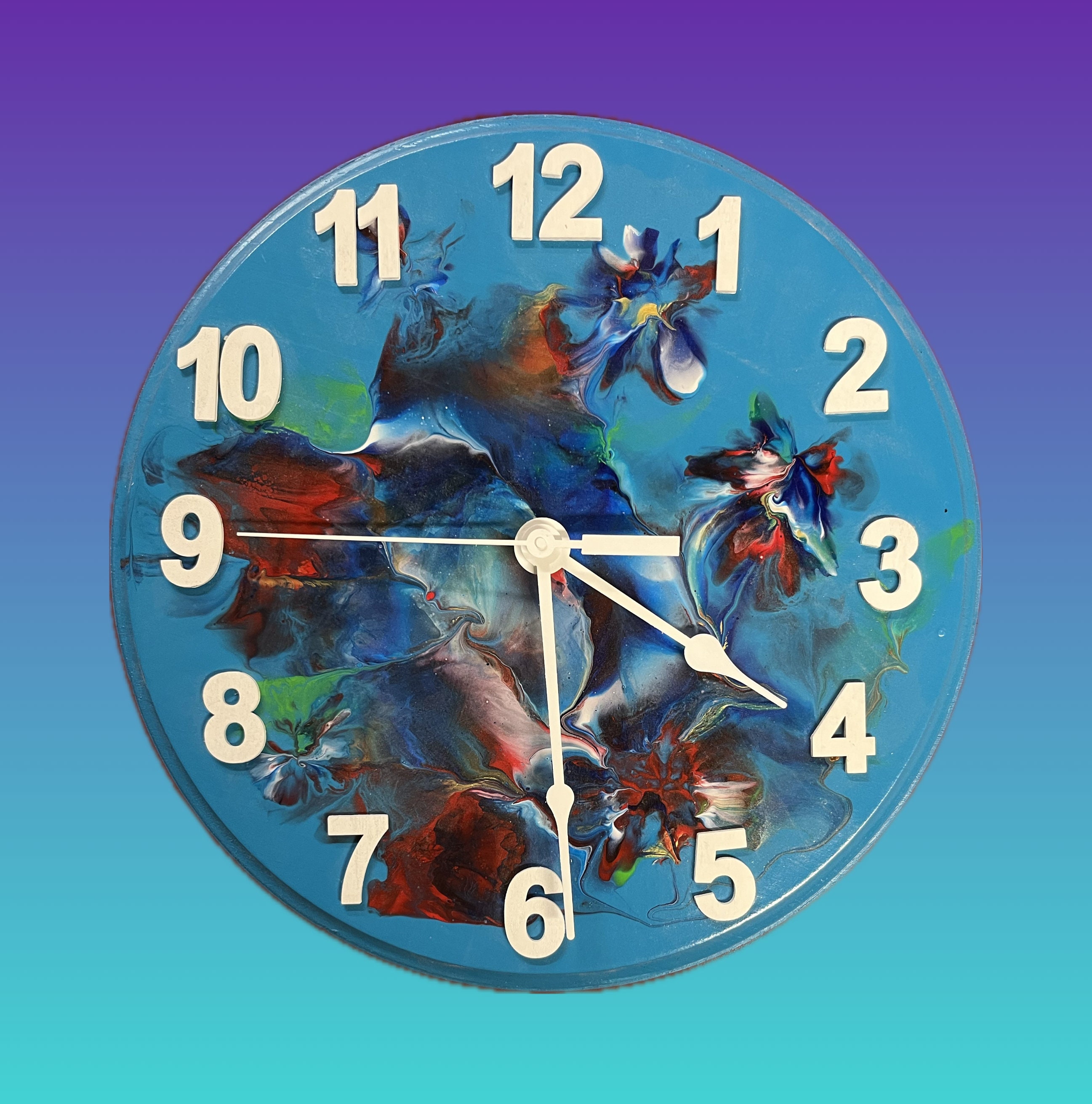 Unique Wall Clocks,acrylic Pour Clocks,wooden Base Clocks,round Clocks ...