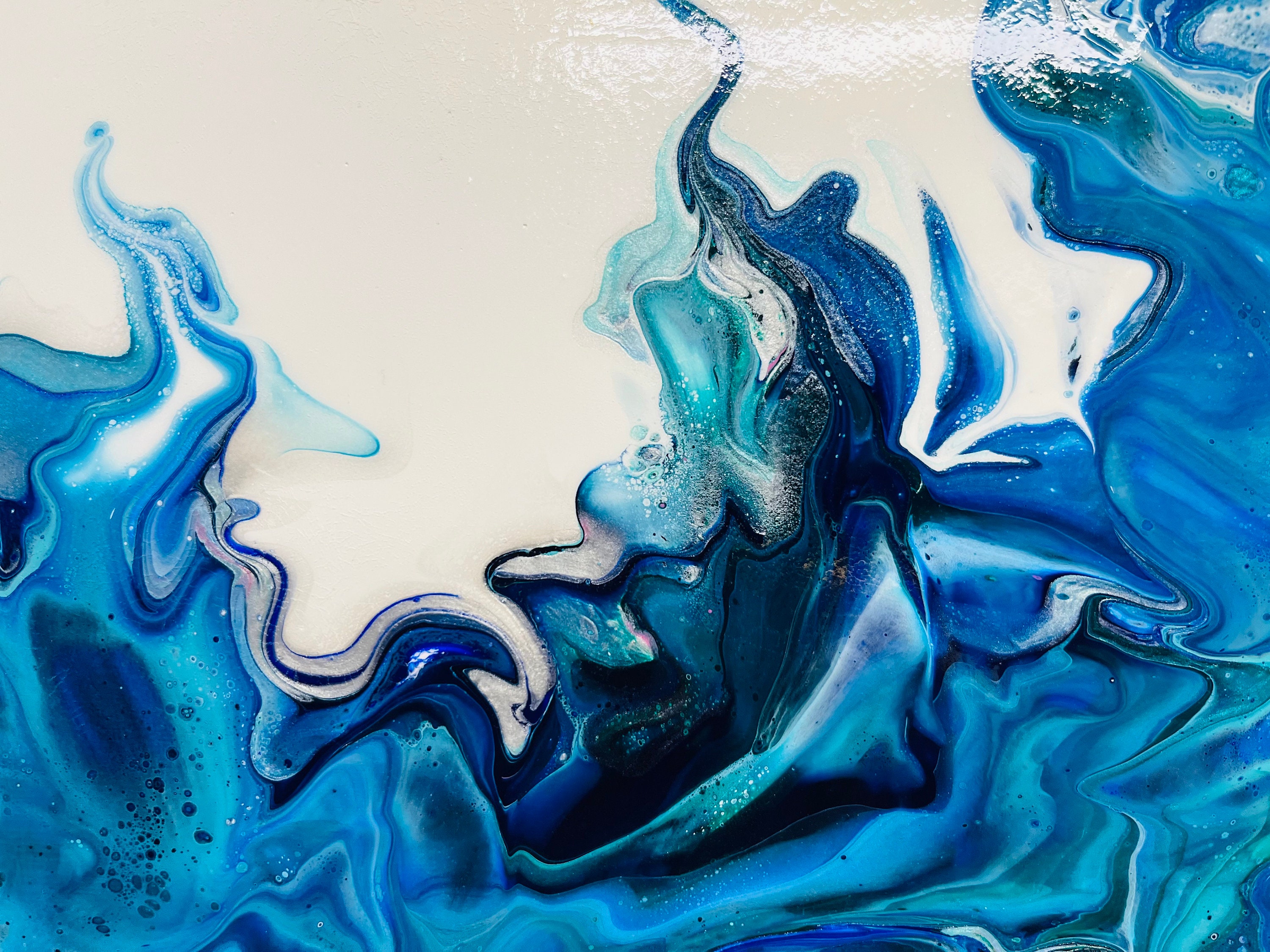 Aqua Splash, Acrylic Pour Painting, Original Fluid Art, Ocean Inspired ...