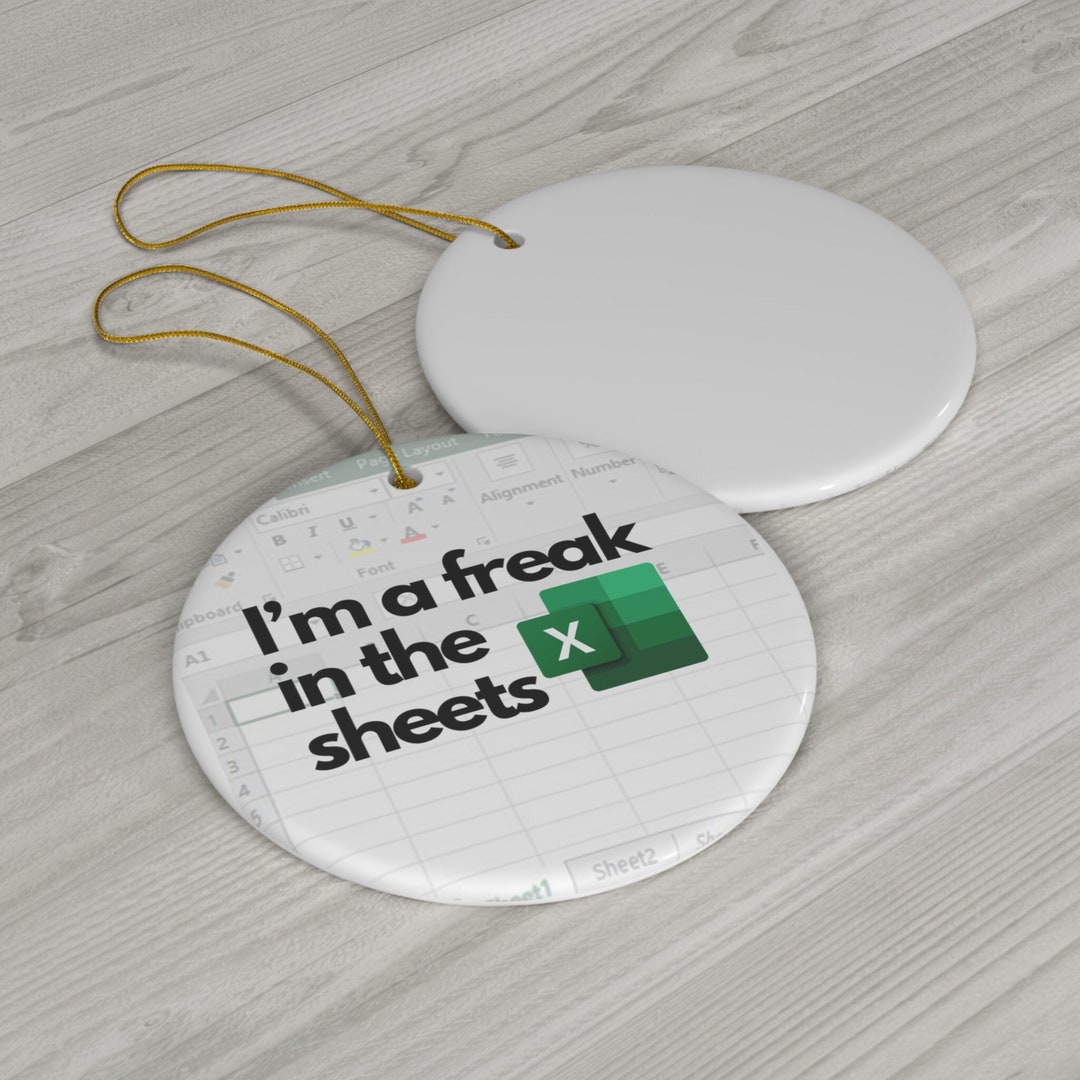 Funny Freak in the Excel Sheets White Round Ceramic Christmas Tree ...