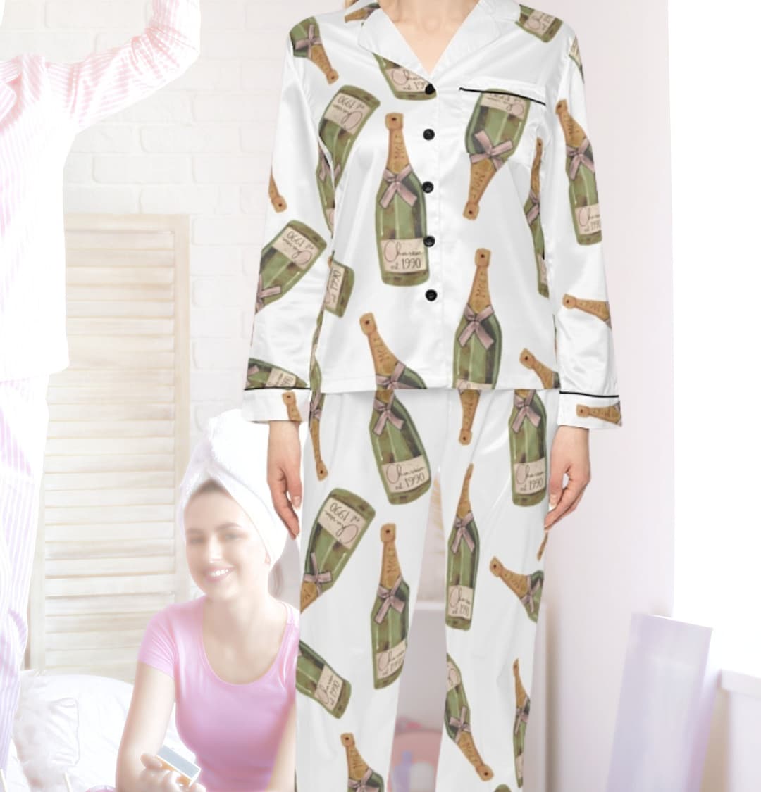 Personalized Bride Pajamas Bridal Pajama Set Champagne Pajamas Bride ...