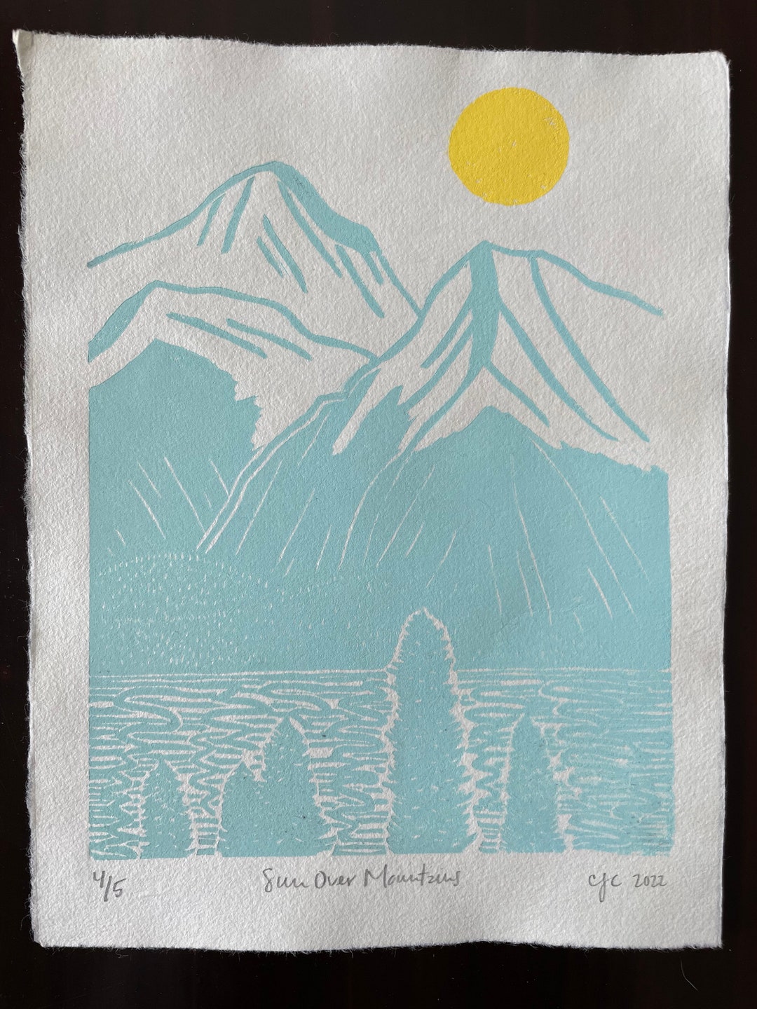 Linocut Print, Relief Print, Handmade, Mountain Scene, Artwork - Etsy