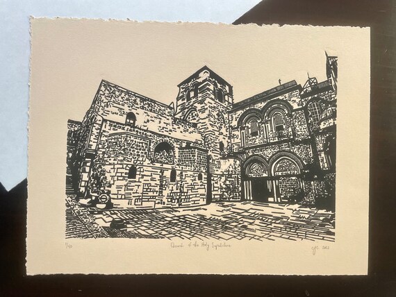 Church of the Holy Sepulchre Linocut Print Relief Art - Etsy